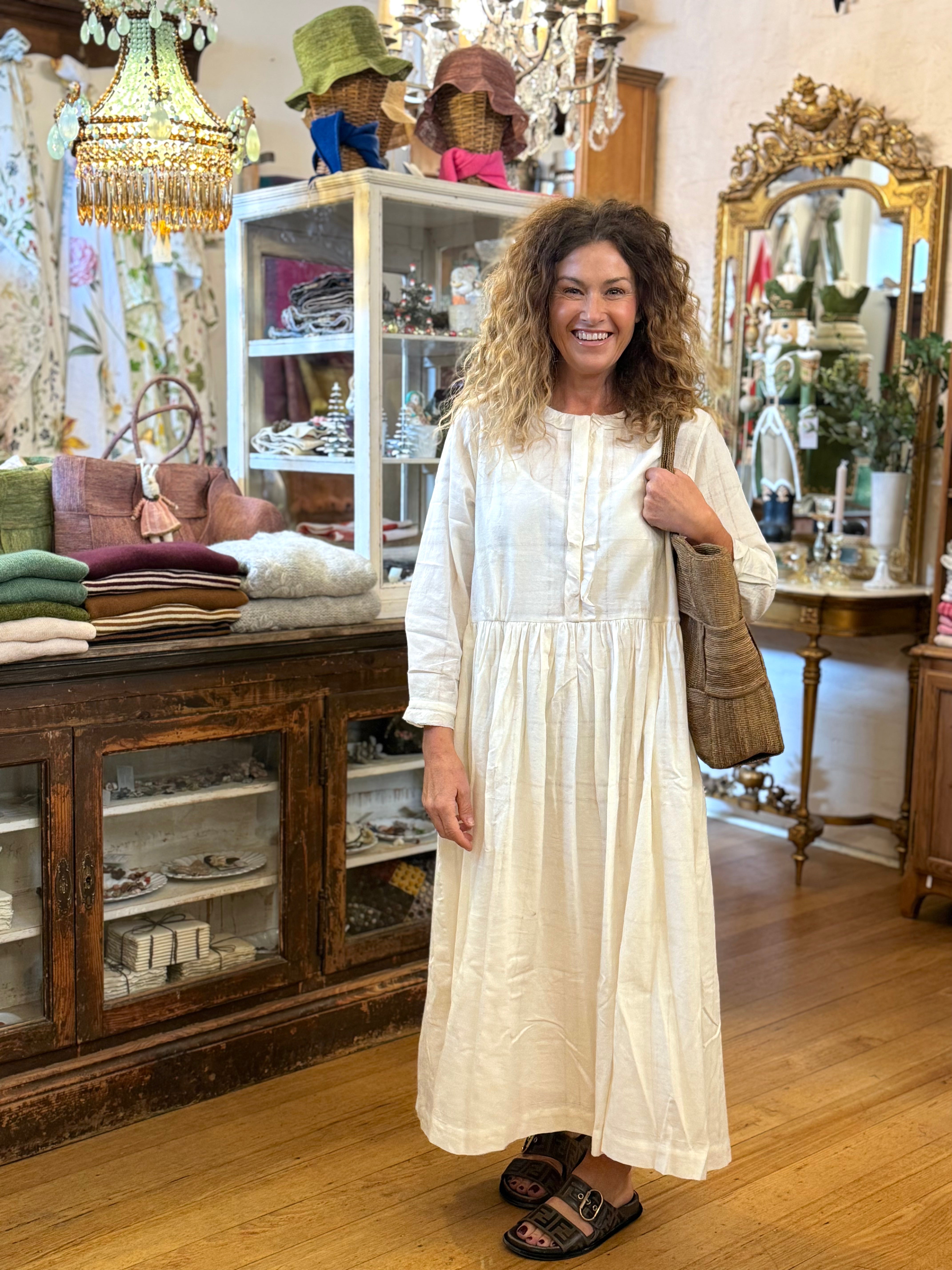 Runaway Bicycle Cotton Frill Dress In Cream – Lily Pond