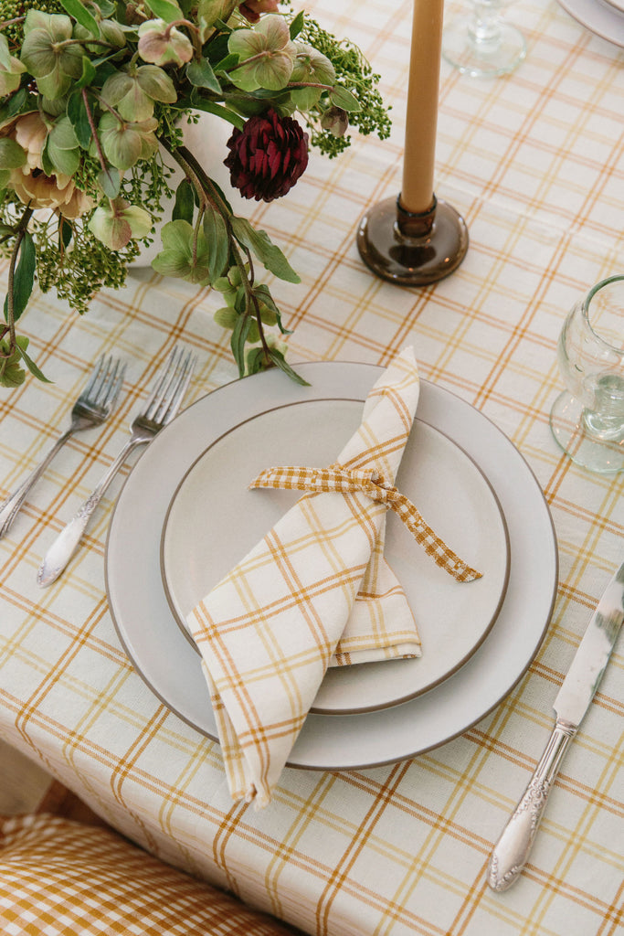 Heather Taylor Home 'Mayfair Plaid - Goldenrod' Linen Napkins Set of 4 ...